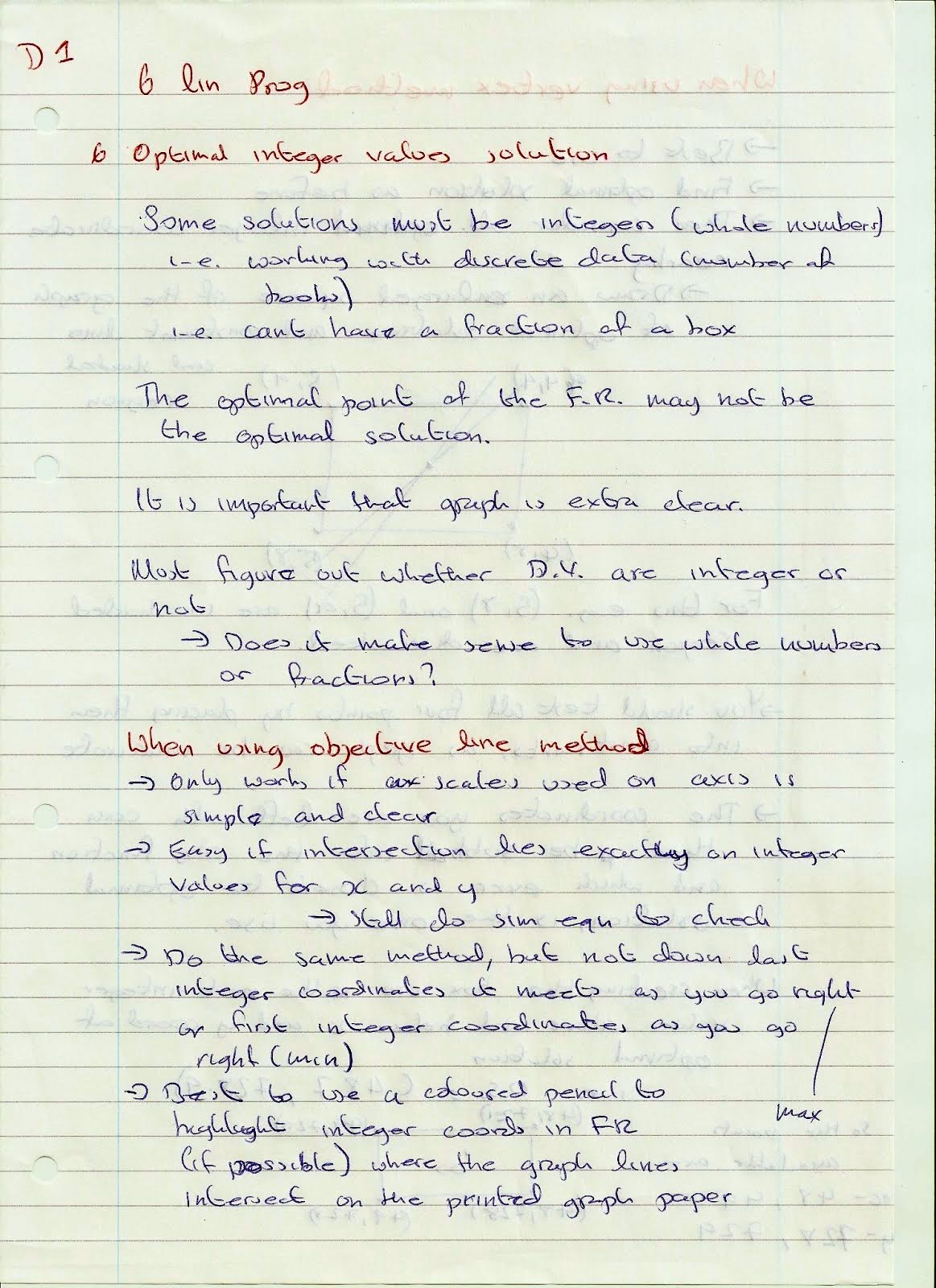 A Level Maths Notes Decision Linear Programming Integer Solution