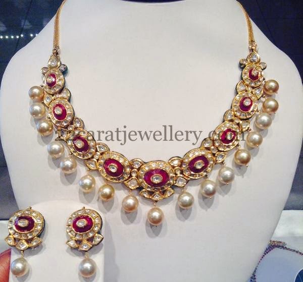 Opulent Kundan Set with Pearl Drops - Jewellery Designs