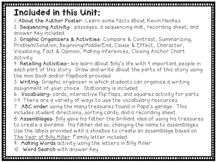 A Traveled Teacher: The Year of Billy Miller Ultimate Resource Pack