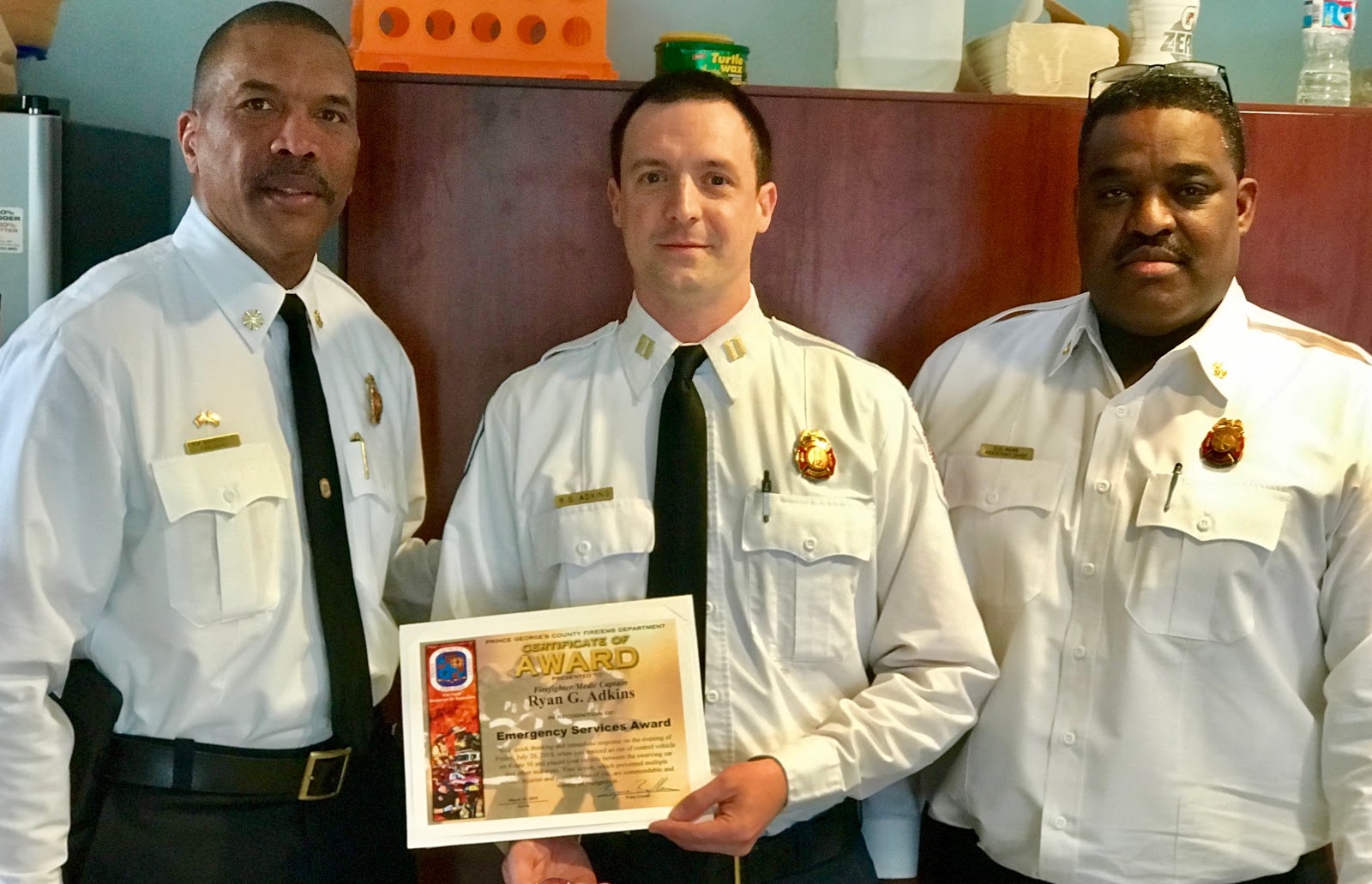 PGFD Captain Receives Emergency Services Award from Fire Chief