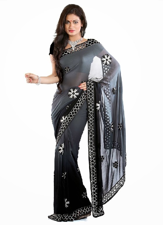 Designer Grey Saree Collection 2013/14 | Georgette & Silk Saree's ...