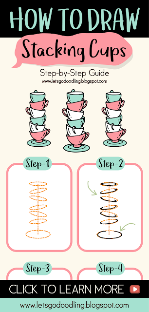 How To Draw Stacking Tea Cups - Easy Step By Step Drawing Tutorial