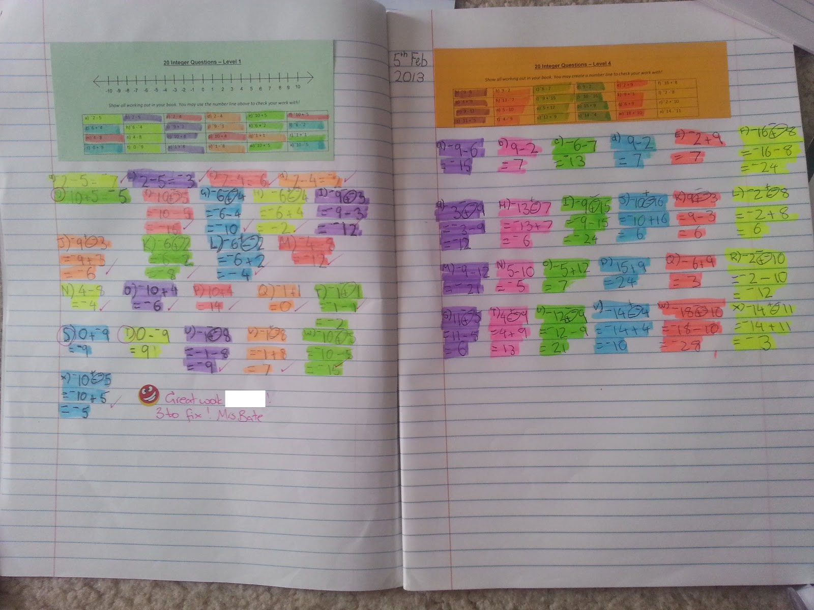 Bayside Math Teacher : Bookwork, Expectations & Integers in use with ...