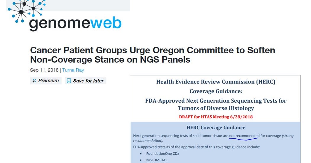 Discoveries in Health Policy: News Watch: Genomeweb Article on Oregon's ...