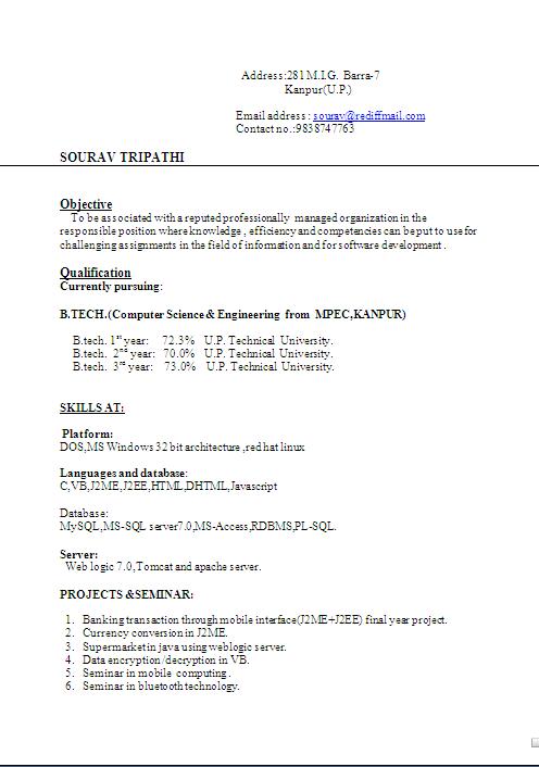 short curriculum vitae example