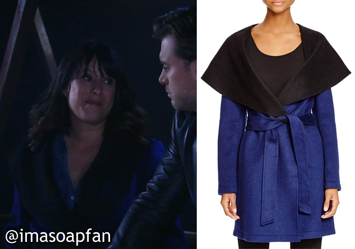 Robin Scorpio-Drake's Black and Blue Wool Wrap Coat - General Hospital ...