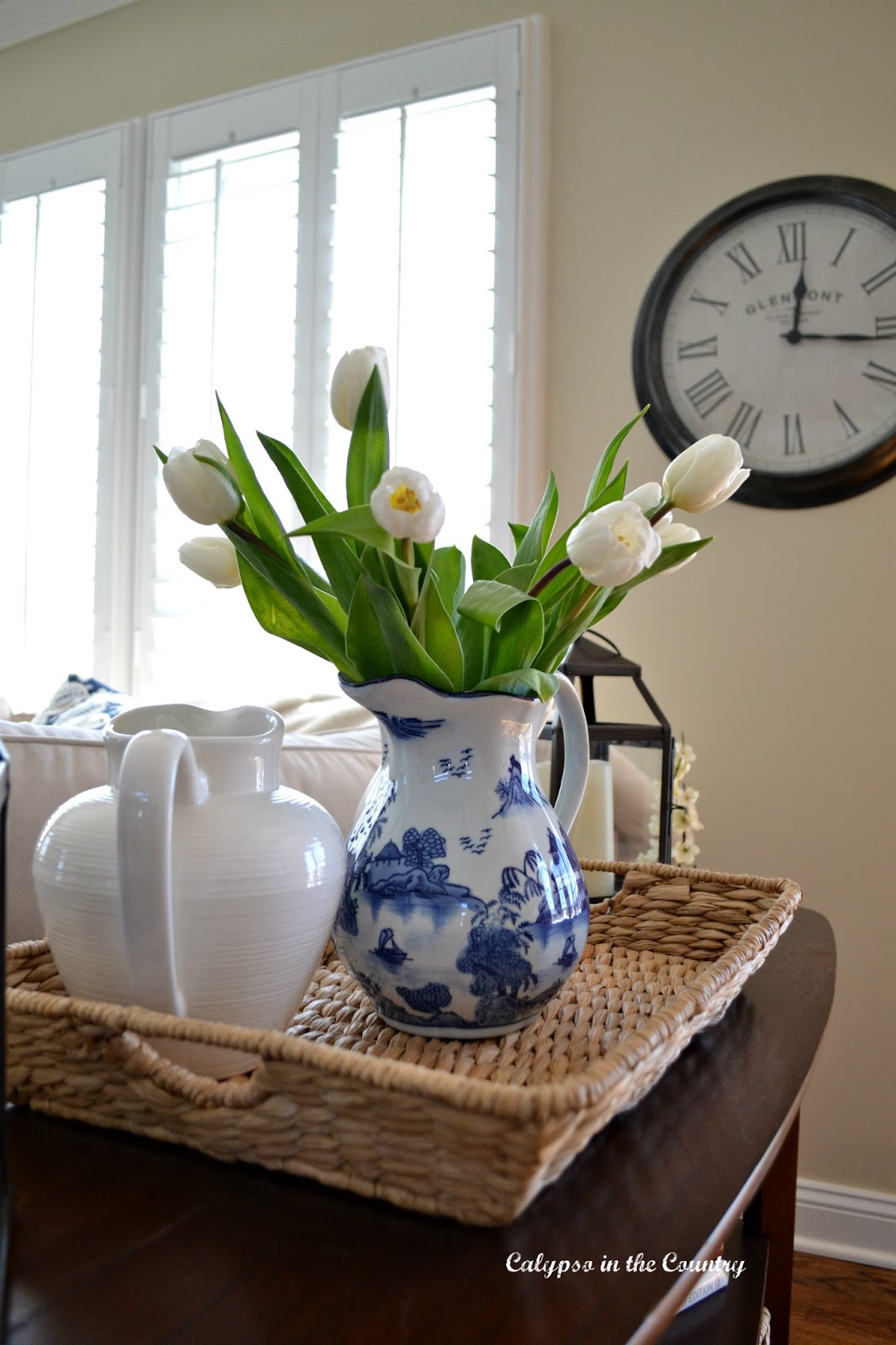 Simple Spring Decor with Tulips and Bunnies - Calypso in the Country