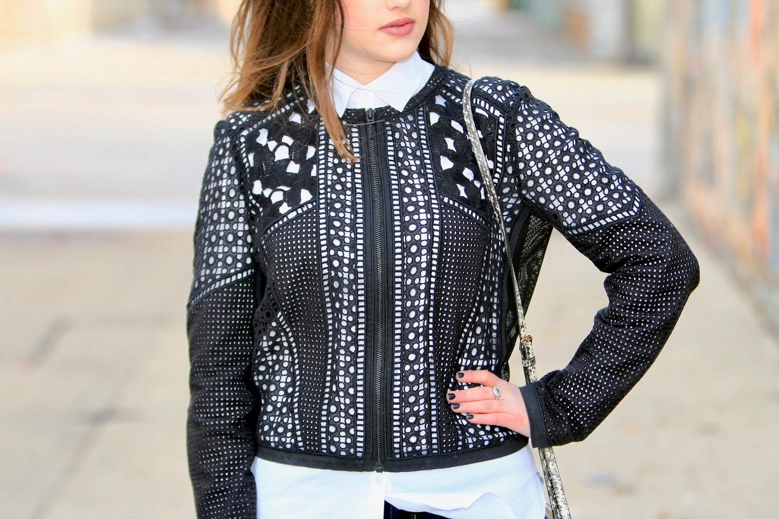 Kathleen's Fashion Fix: Delicate Details // black lace jacket + white ...