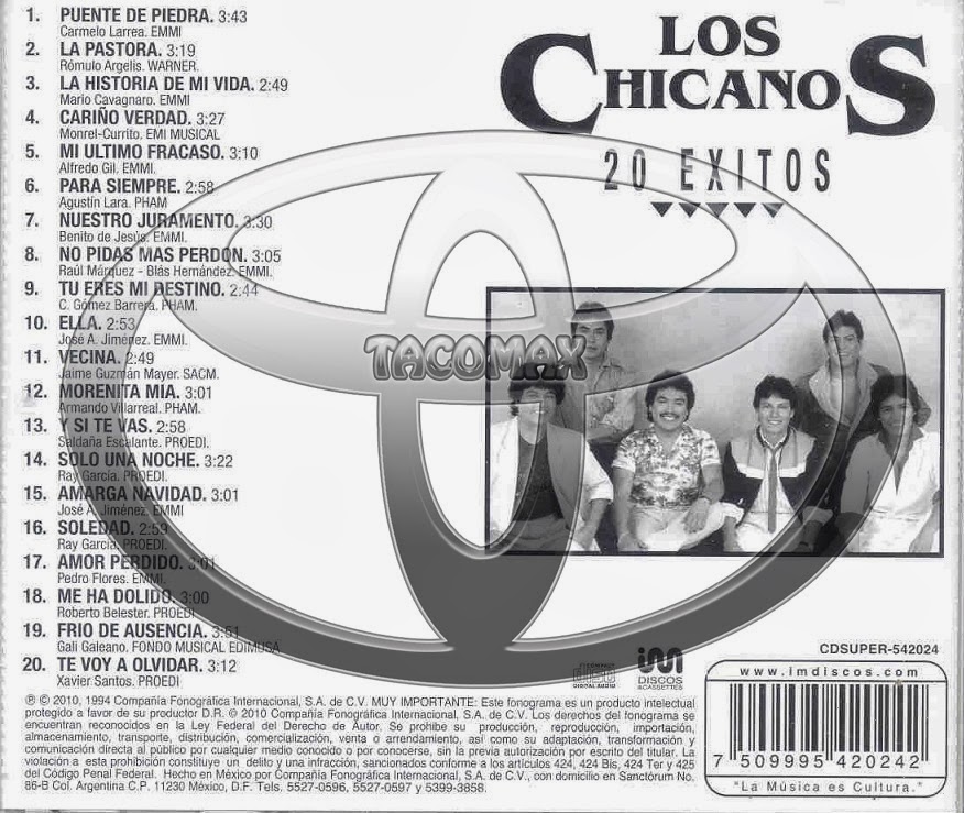 sɐɹǝdnɹƃ sǝuoıɔɔǝΙoɔ: LOS CHICANOS 20 EXITOS