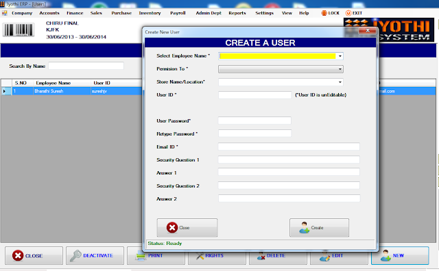 Jyothi ERP System in VB.NET Source Code: User Management in ERP System