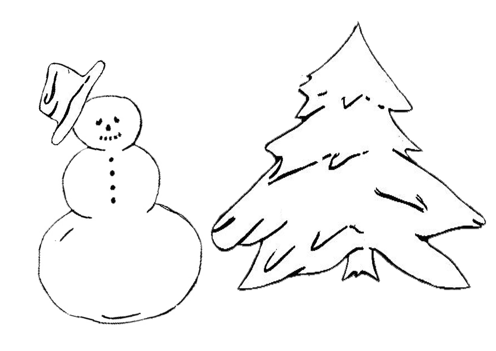 Piešiniai ir darbeliai: Spalvinimo paveiksliukas - Sniego senis ir eglutė