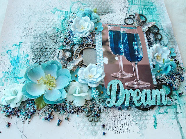 Reneabouquets: Dreamy Blue Scrapbook Layout