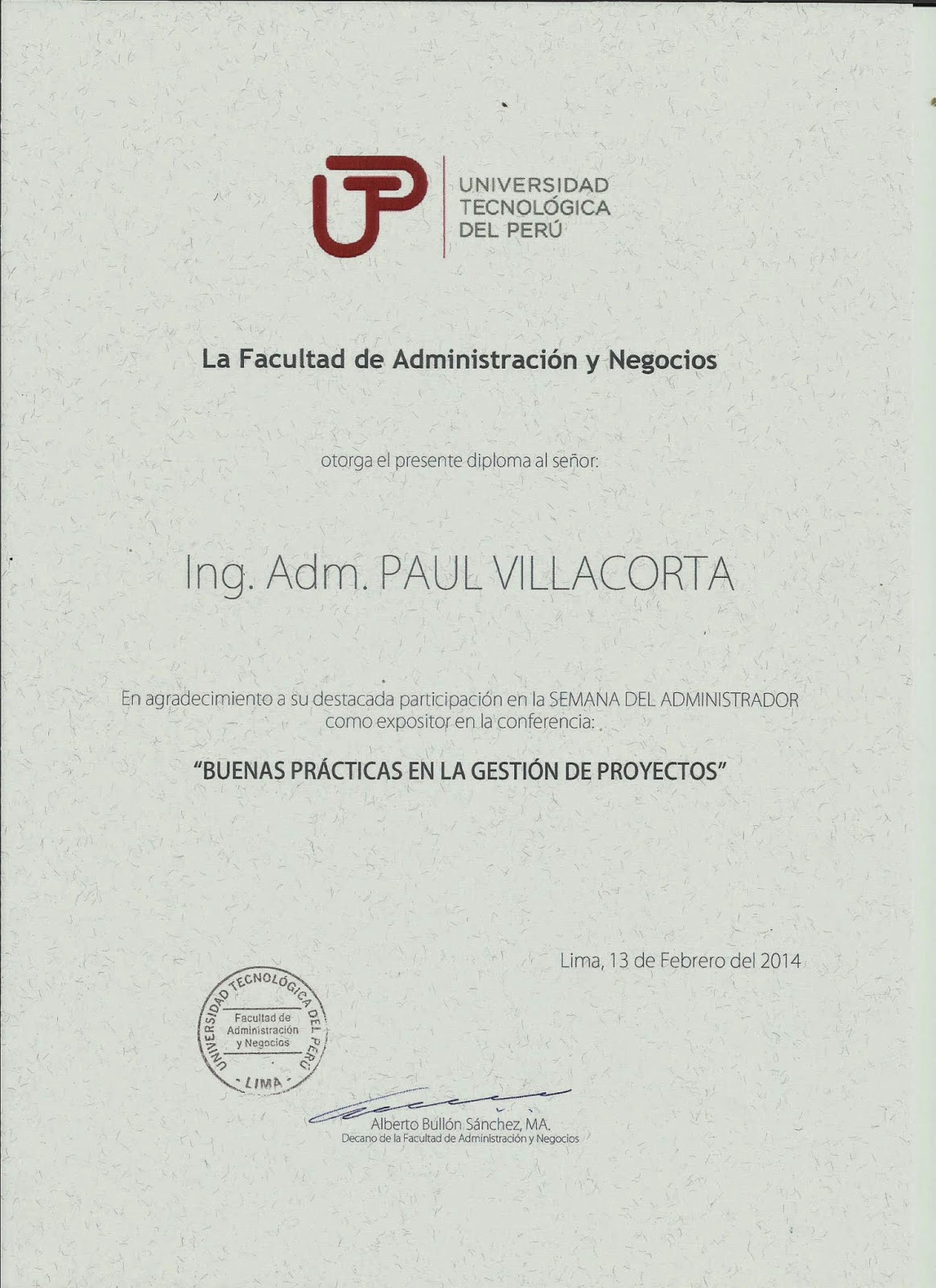 PMI: Semana del Administrador UTP 2014