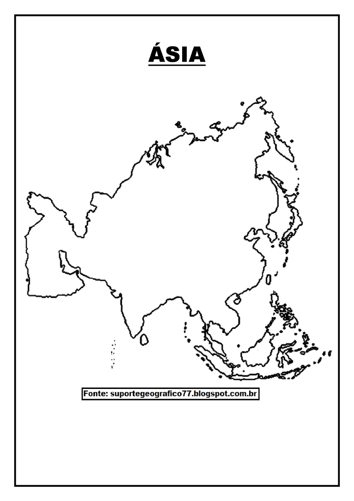 Mapa Asia Para Colorir - EDUCA