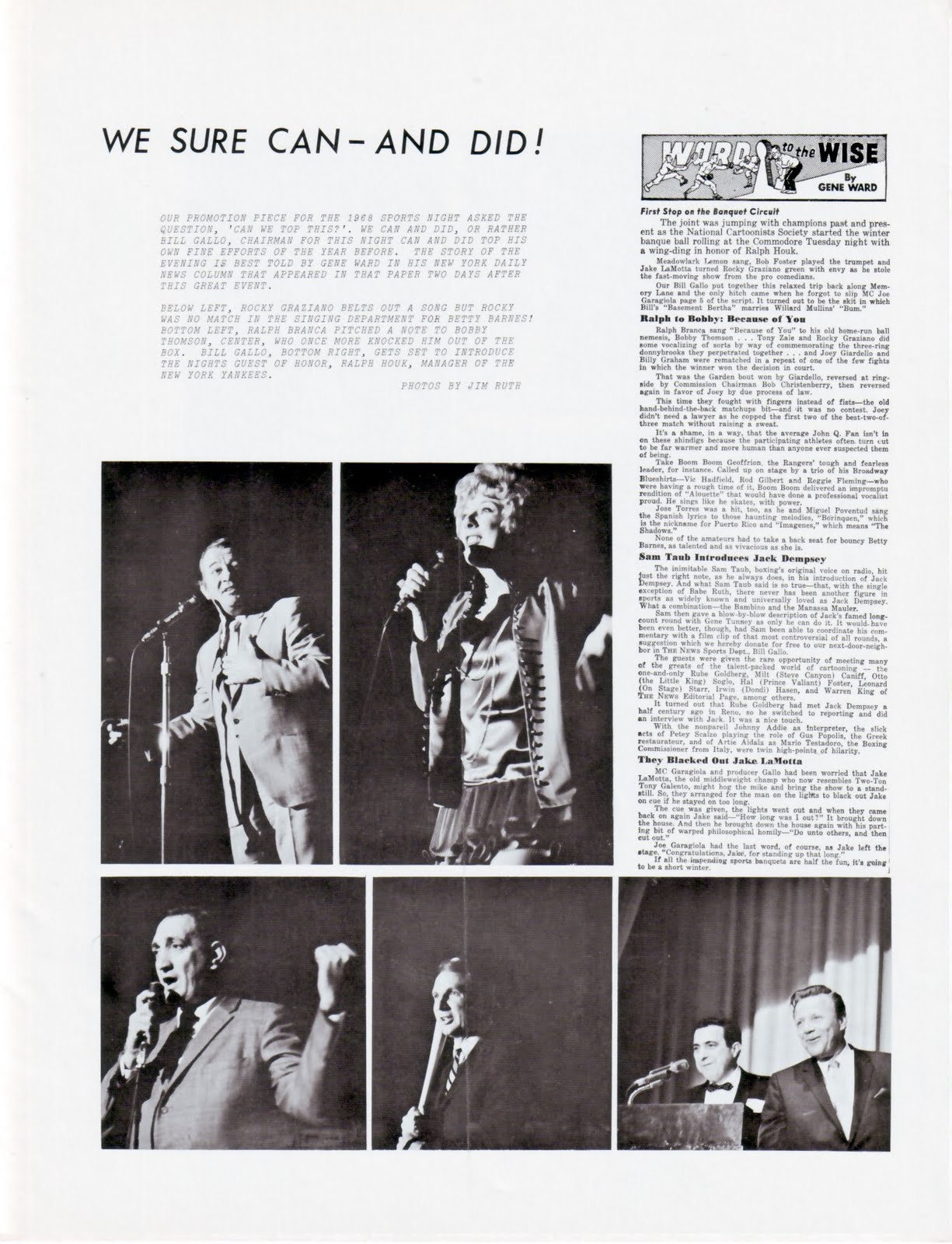 Mike Lynch Cartoons: Bill Gallo: 1968 Sports Night