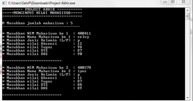 Stuktur Data Tugas Akhir: Menghitung Nilai Mahasiswa Menggunakan ...