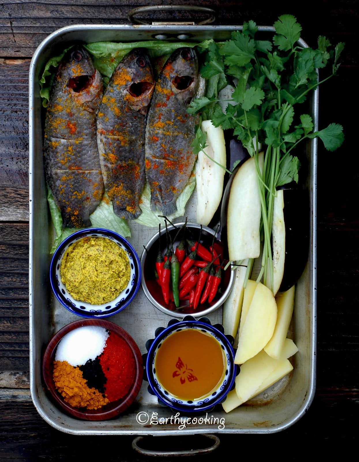 Earthycooking : Tel Koi/Climbing Perch Braised in Oil