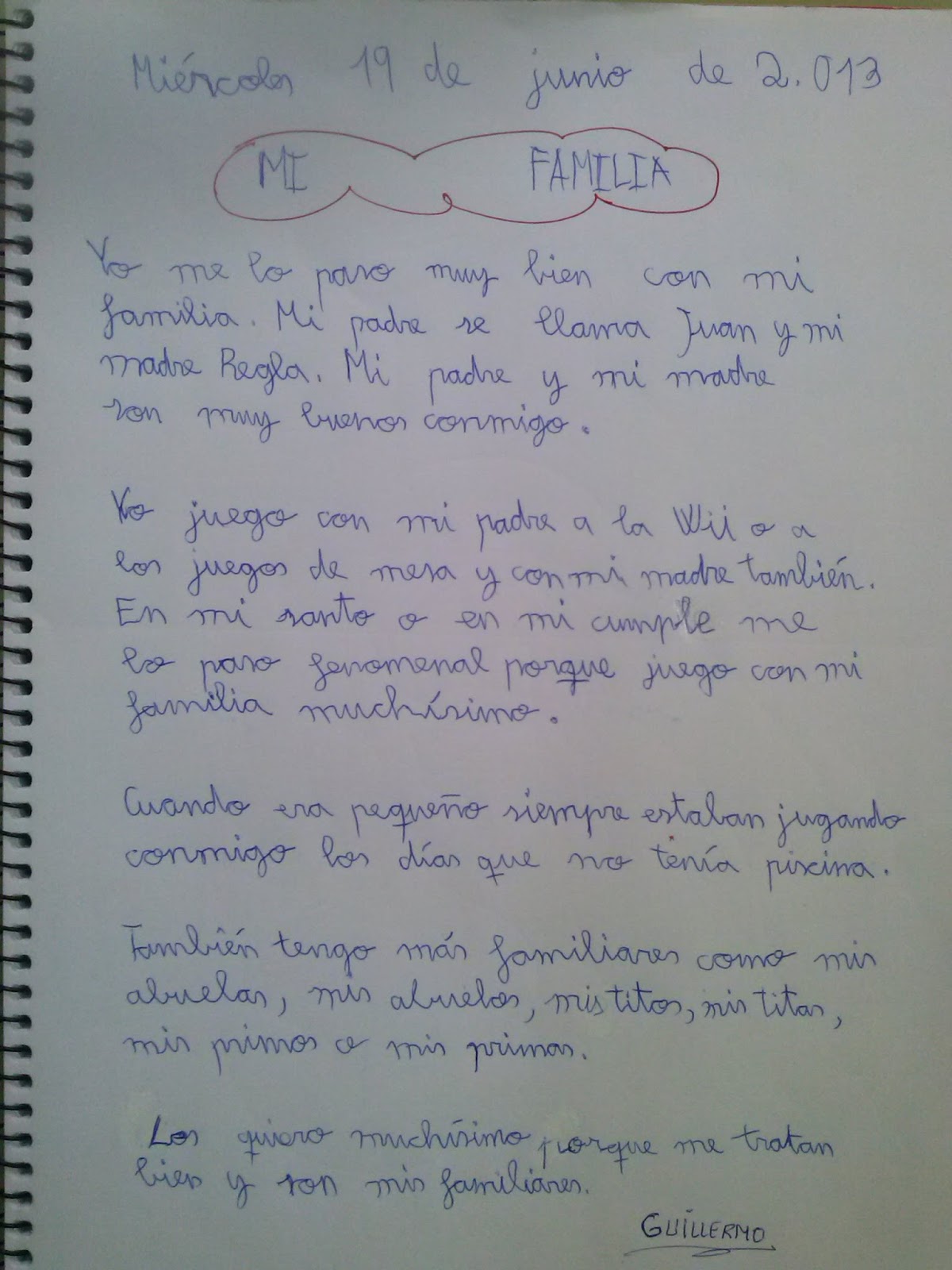 Aprendiendo: REDACCIÓN: "MI FAMILIA"