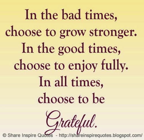 In the bad times, choose to grow stronger. In the good times, choose to ...