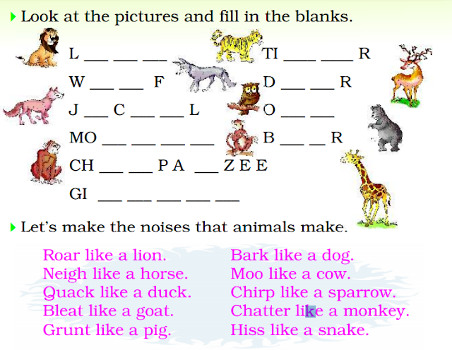 English exercise - animal's sounds and Fill in the blanks, | Learn English For Kids