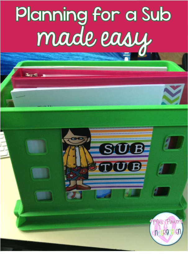 Planning for a Sub {Bright Idea} - Mrs. Pauley's Kindergarten
