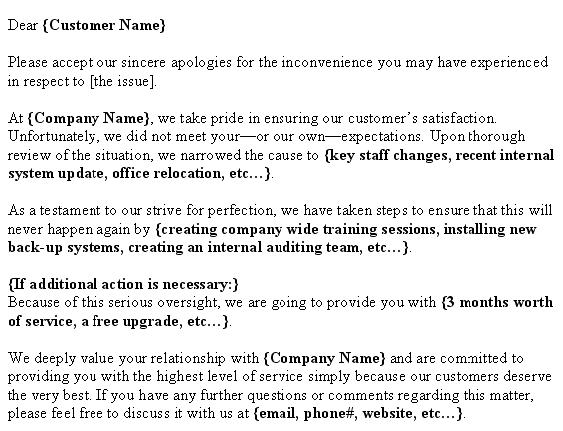 Apology letter to customer ~ letter samples