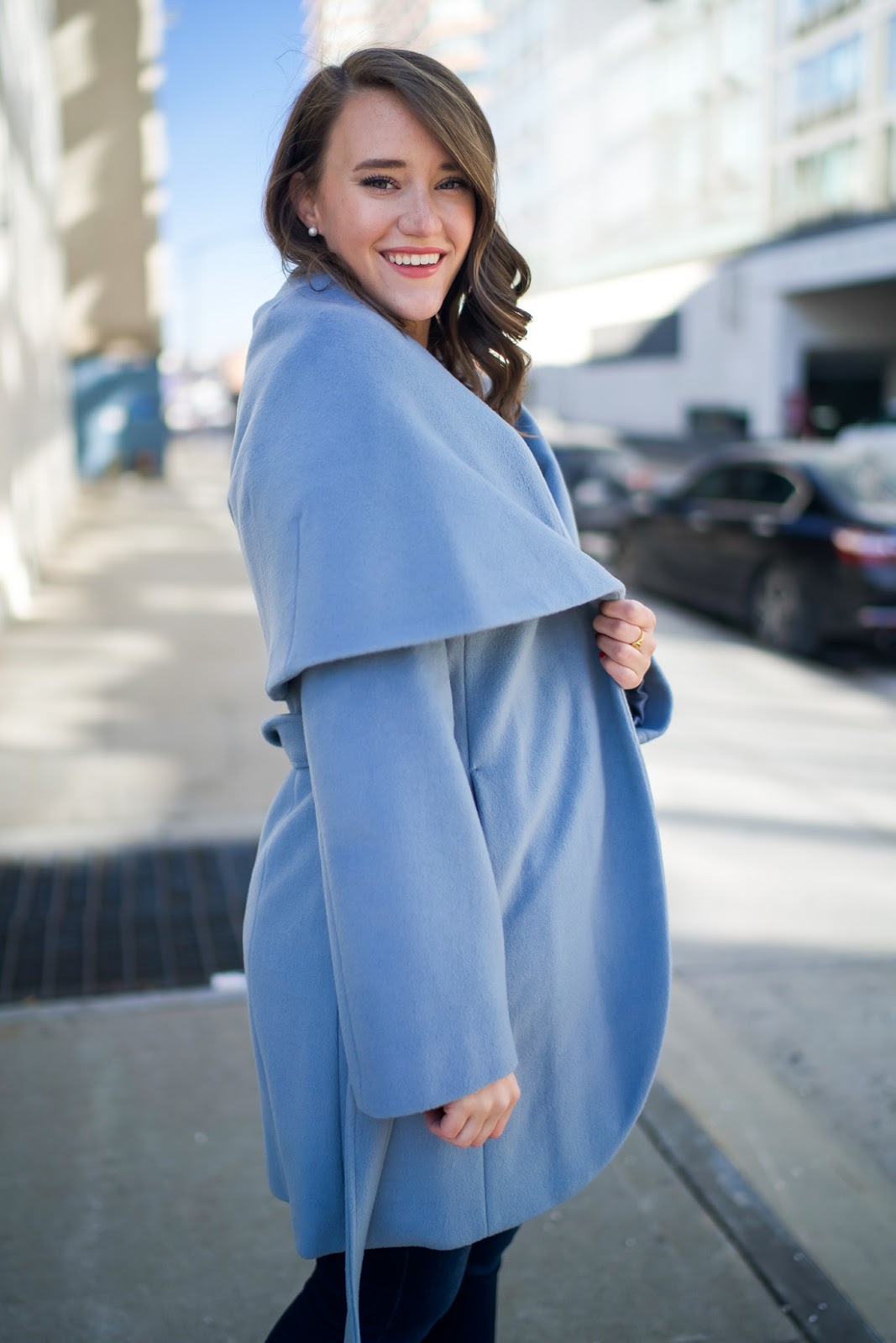 Light Blue Wrap Coat | Connecticut Fashion and Lifestyle Blog ...