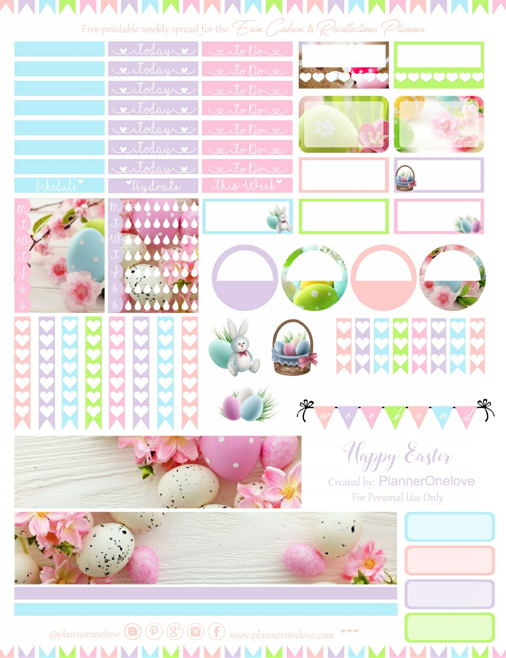 Free Happy Easter Printable Planner Stickers For The Erin Condren ...