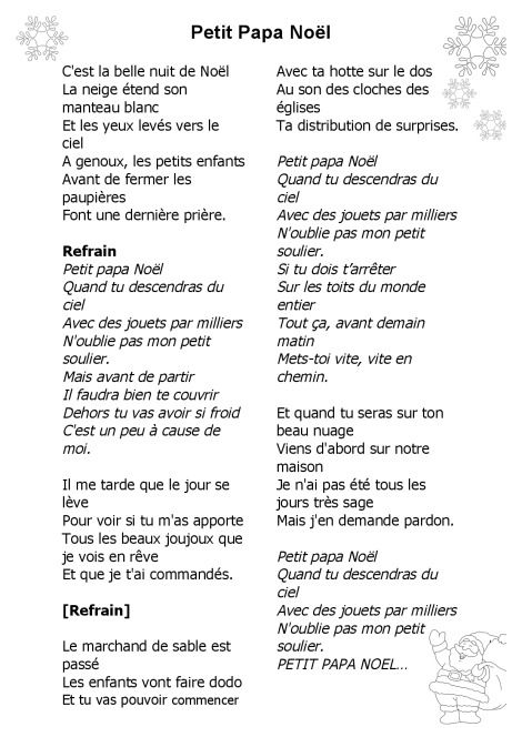 paroles petit papa noel - France news collections