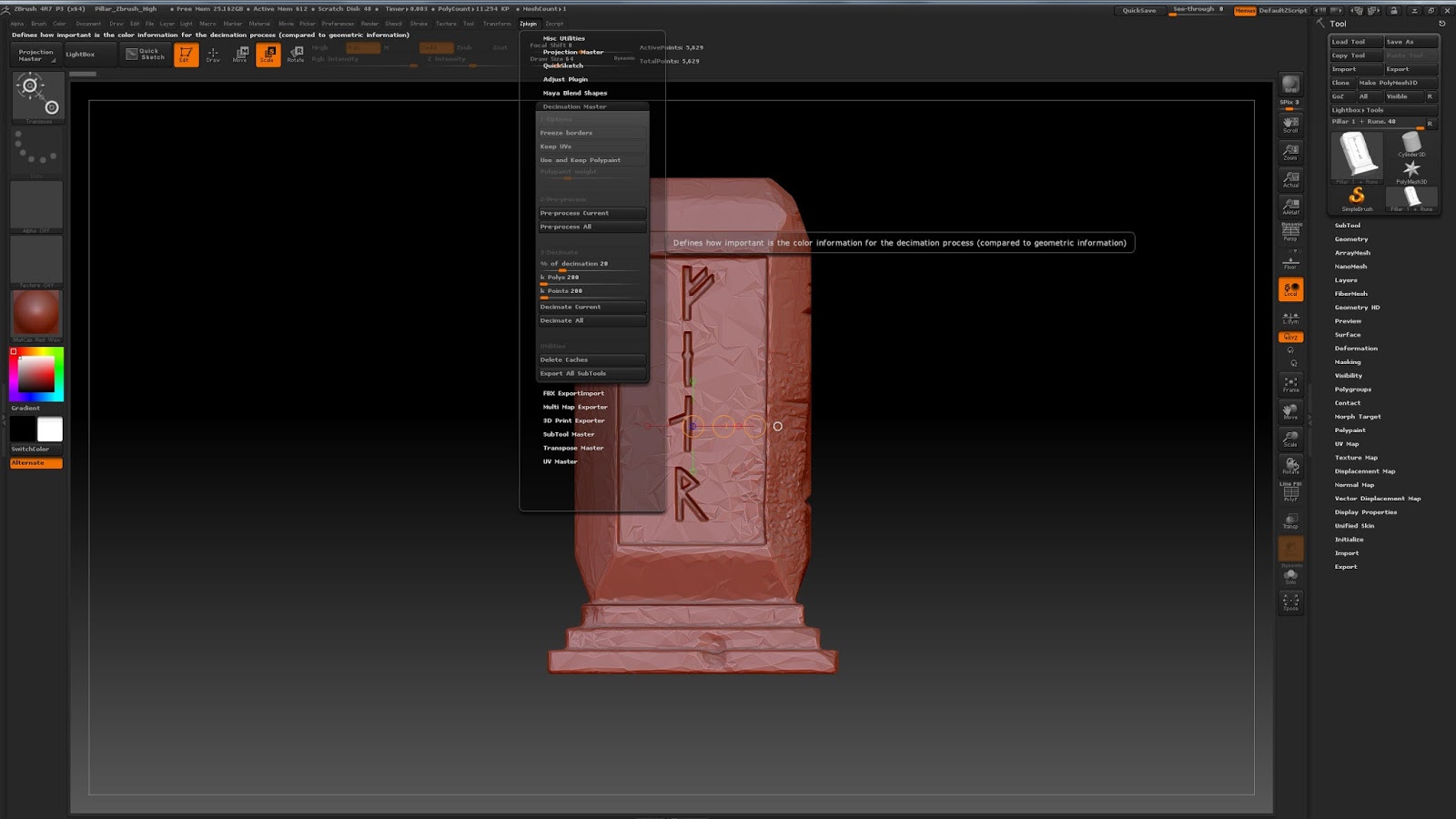 Maya 3D work: Pillar: Final design
