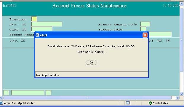 Freezing/Unfreezing of Accounts using finacle command / menu option ...