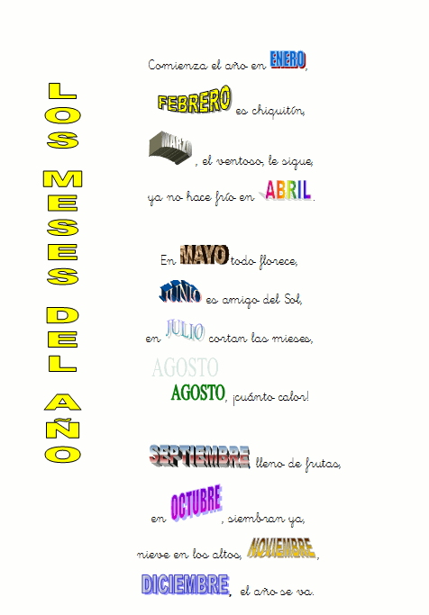 Venimos a aprender: Poesía: Meses del año.