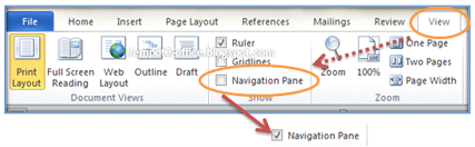 m-walli: Navigation Pane Pada Microsoft Word 2010