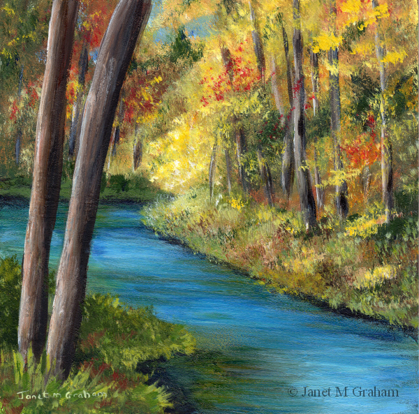Janet M Graham's Painting Blog: Fall River in acrylics
