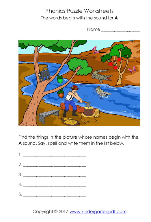 Free Nursery Worksheets: Phonic Puzzle Worksheets For Kindergarten Kids ...