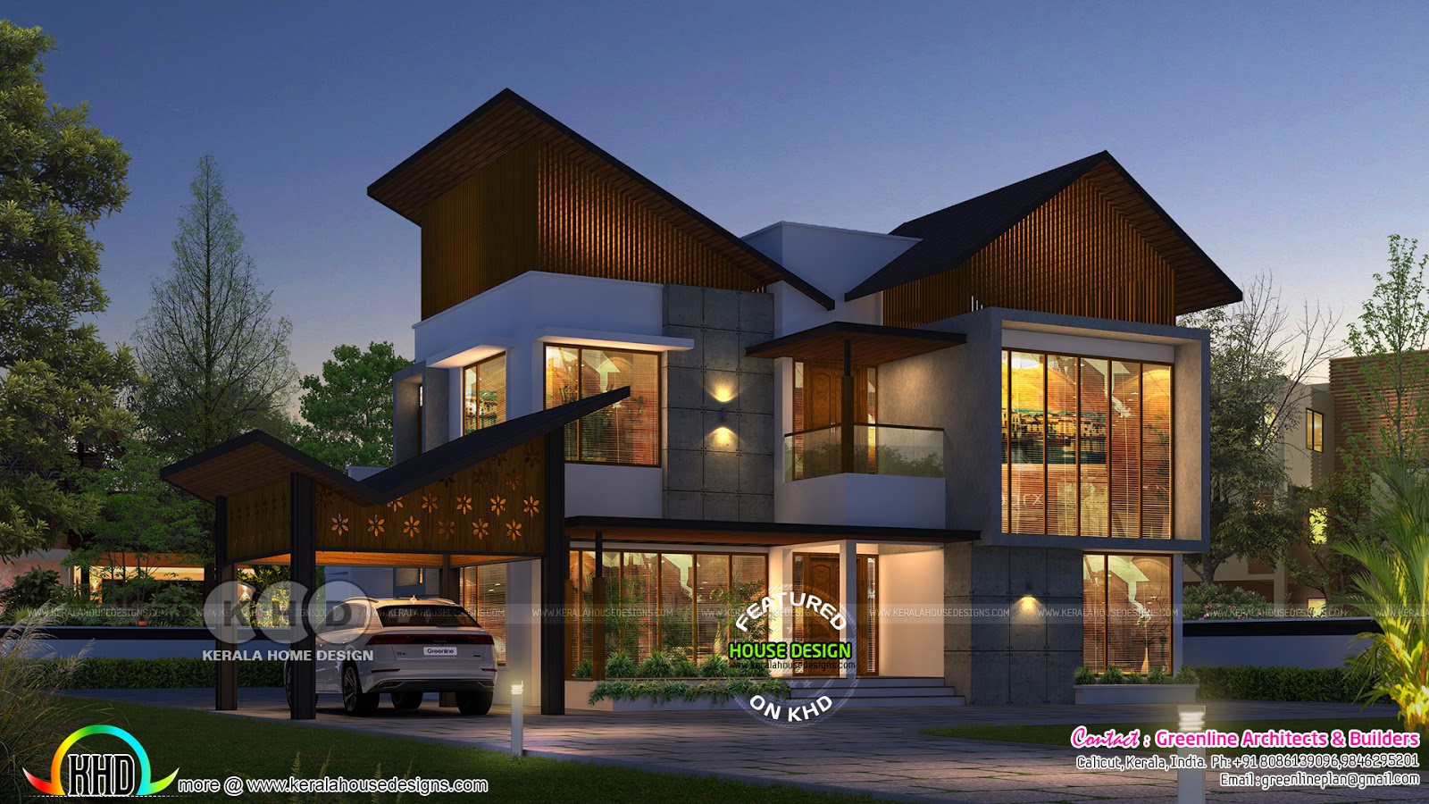 3530 sq-ft slanting roof 4 BHK house - Kerala Home Design and Floor ...