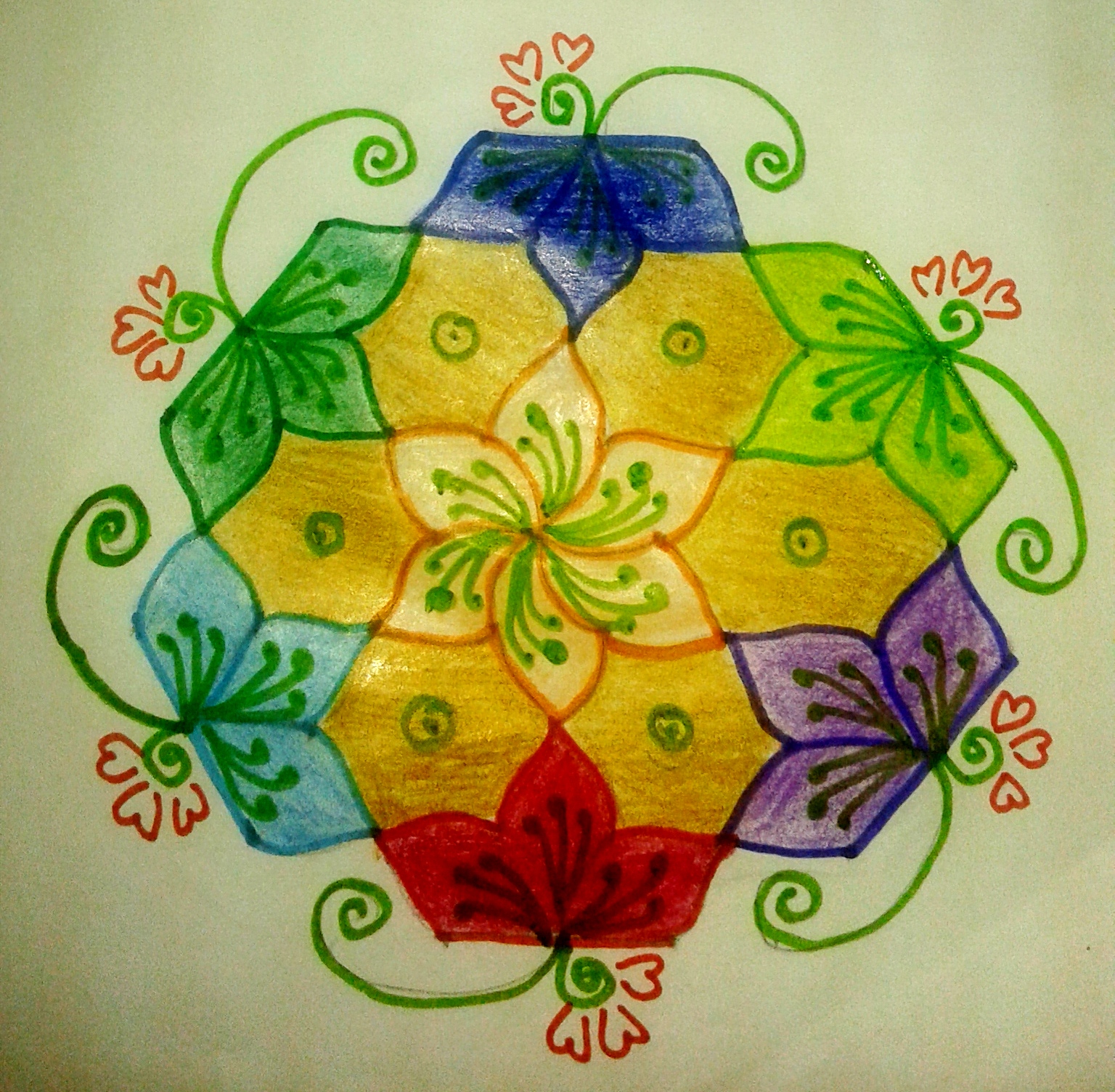 Colourful Rangoli Patterns with Dots: 9 to 5 Dots & 9 to 9 dots and 9 ...