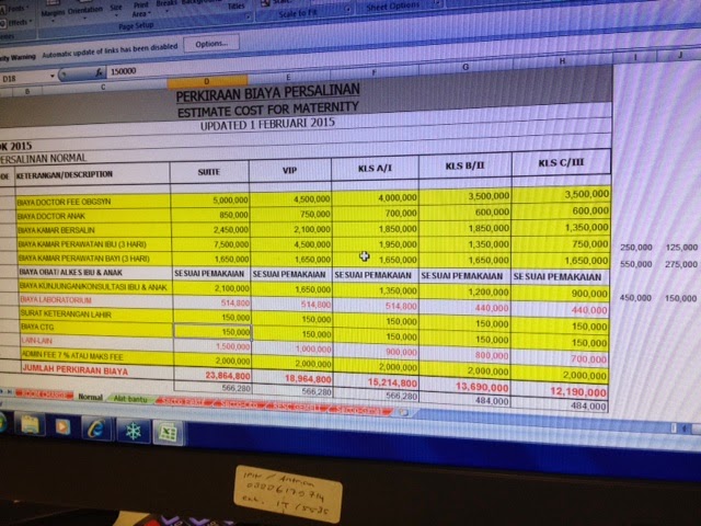 Hesty: Biaya Persalinan di RSPI - Puri Indah 2015