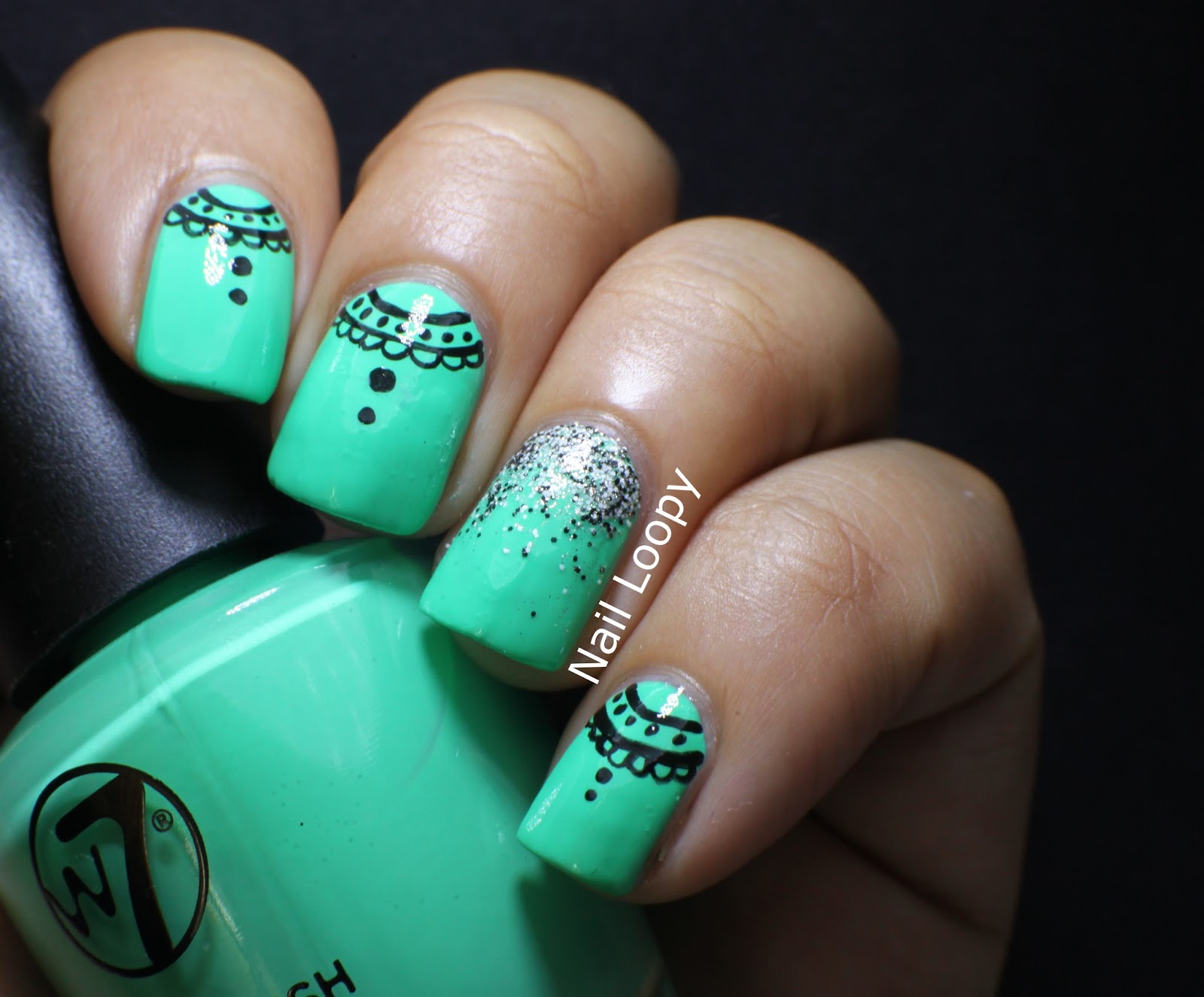 nail loopy: W7 PISTACHIO LACE NAILS