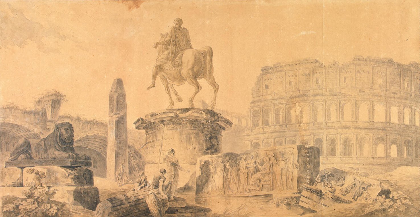 Landscape with the Colosseum and the Monument to Marcus Aurelius ...