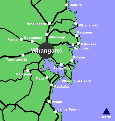 Whangarei Map of New Zealand City | Political Map of New Zealand