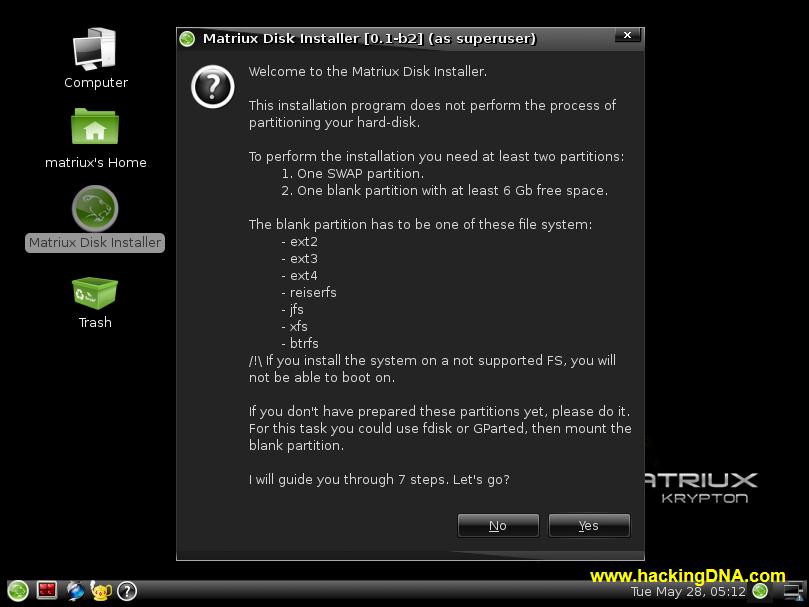 HackingDNA: Matriux Installation On hackingDNA