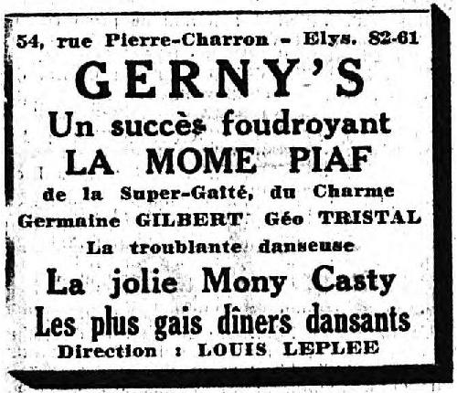 Edith Piaf's Universe Gerny's - Louis Leplée