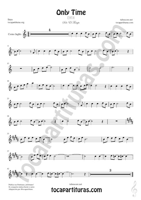 tubescore: Only Time by Enya Sheet Music for Flute, Violin, Alto Sax ...