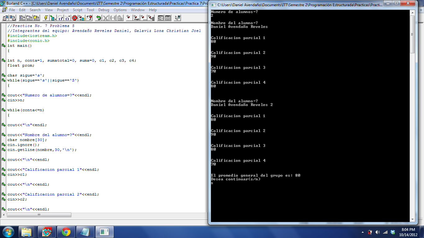 Programación Estructurada - Avendaño Reveles Daniel: Practica 7