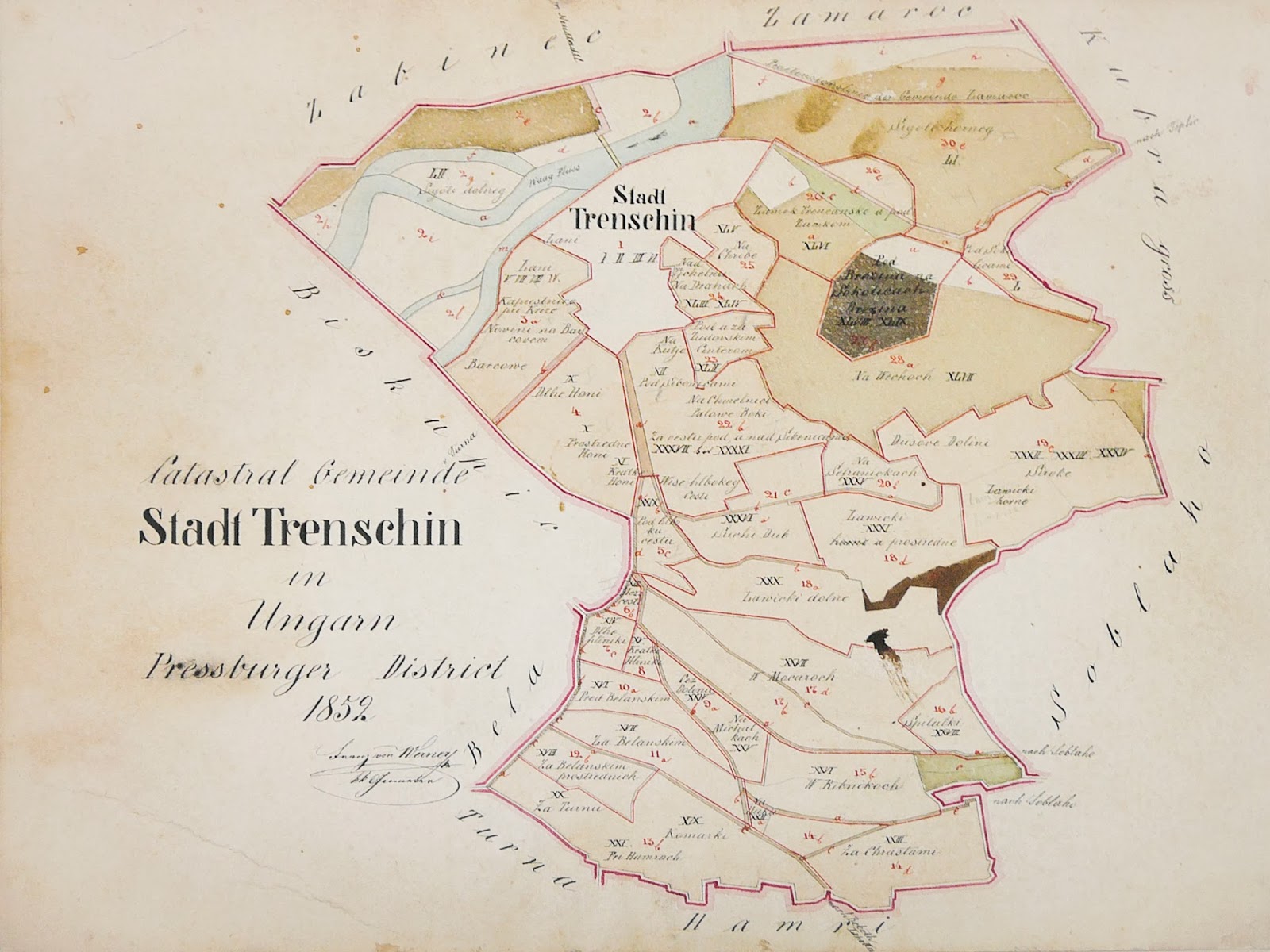 Transformačné uzly v obraze mesta: mapy mesta Trenčín