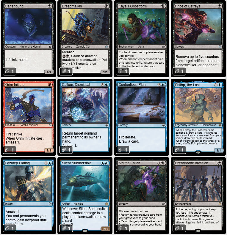 Magic the Gathering Adventures: WAR Grixis Amass + Proliferate