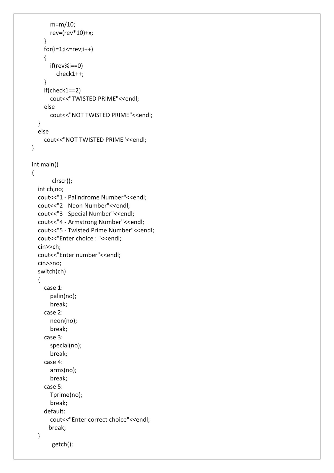 Class 12 Computer Practicals