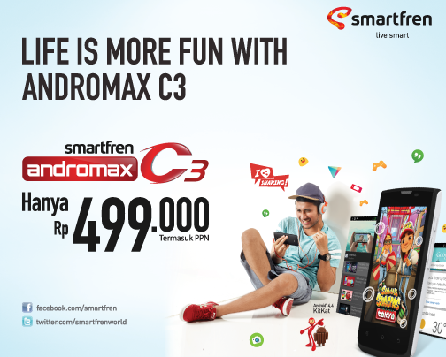 Spesifikasi dan Harga Smartfren Andromax C3, HP Android Kitkat 499 ribu ...