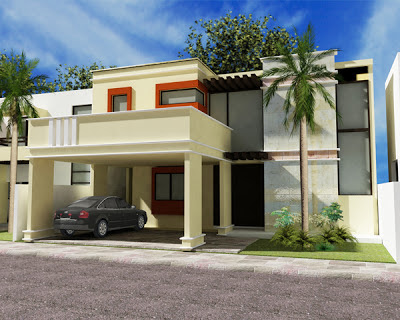 Fachada de casa moderna estilo colonial